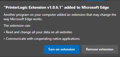 Browser Prompting to Enable the PrinterLogic Extension Daily