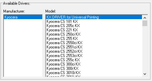 After uploading the "KX Driver for Universal Printing" options to ...